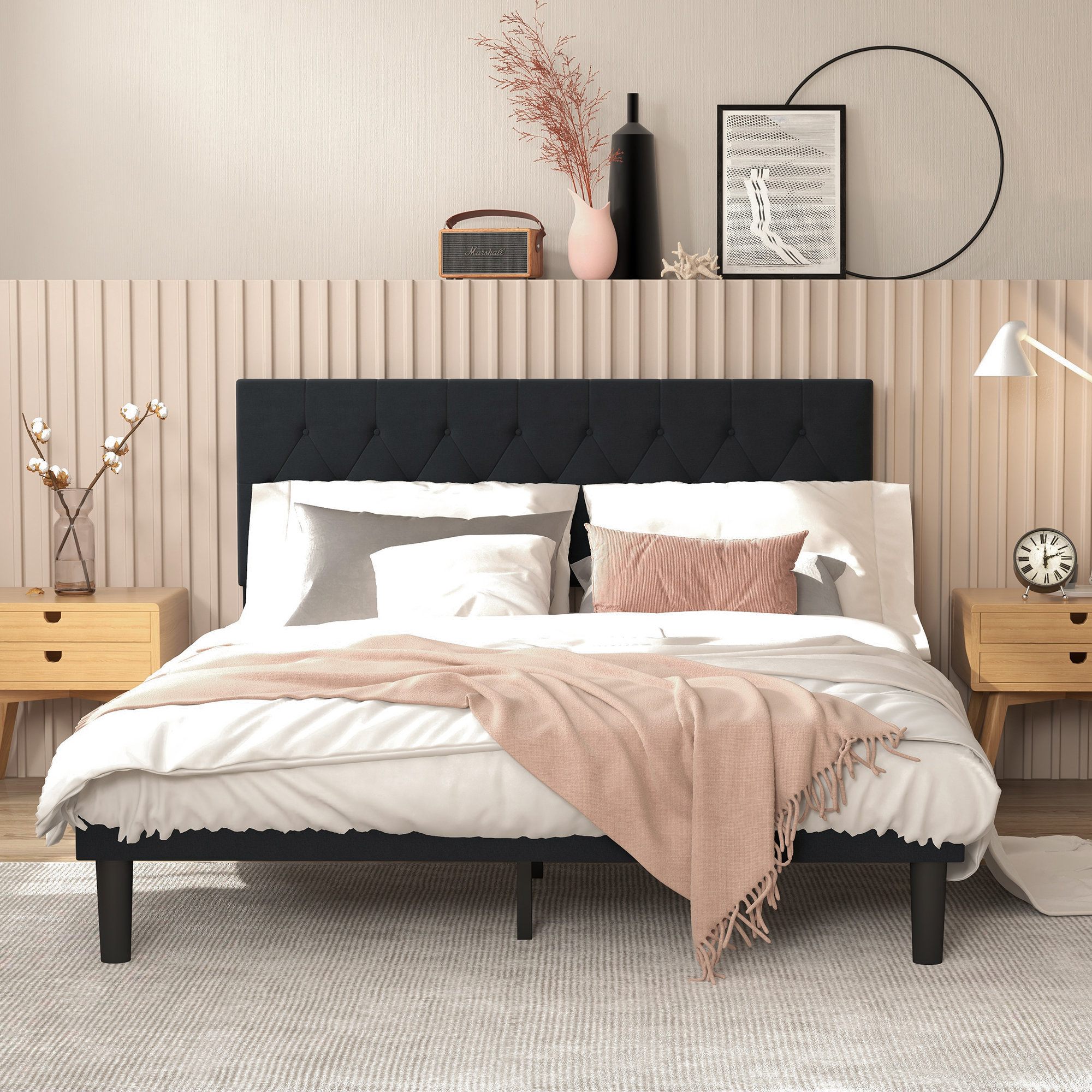 Winston Porter Burtine Luxury Premium Upholstered Wooden Bed Frame with ...