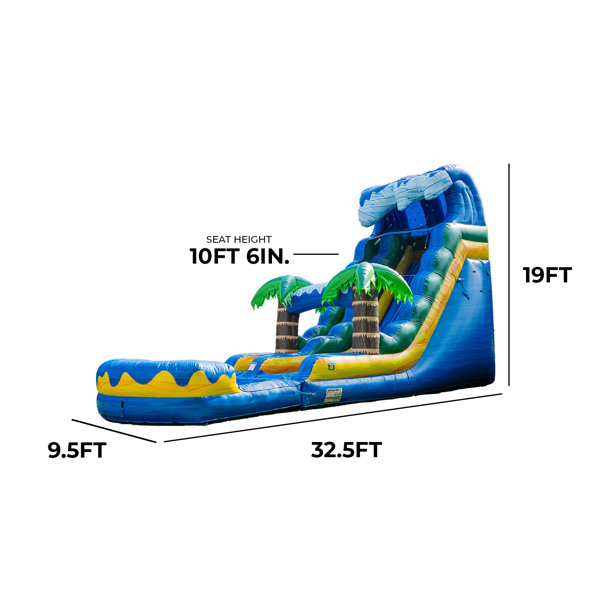 XJUMP Surf Beach 19' Tall Inflatable With Detachable Pool Water Slide ...