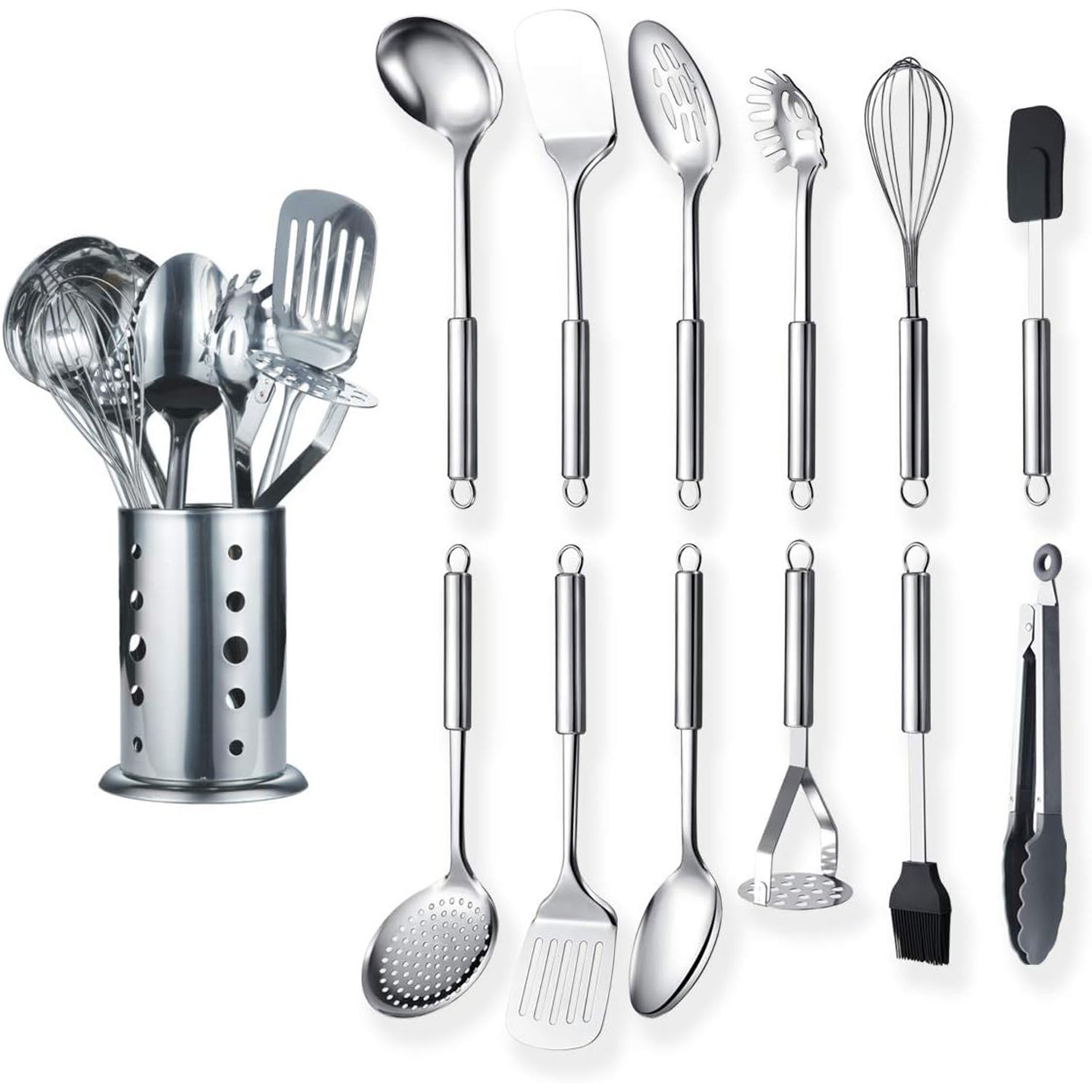 HomePop 13 Piece Stainless Steel Kitchen Tool Set with Holder | Wayfair