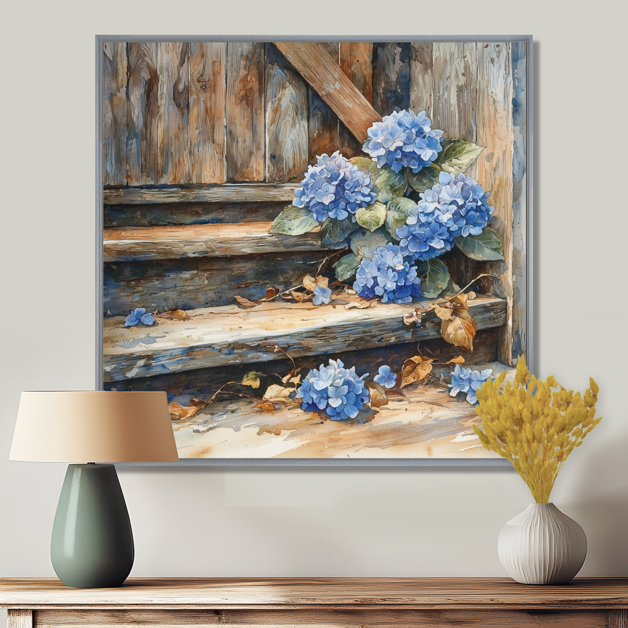 Winston Porter Hydrangeas On The Barn Steps III - Hydrangea Wall Art ...