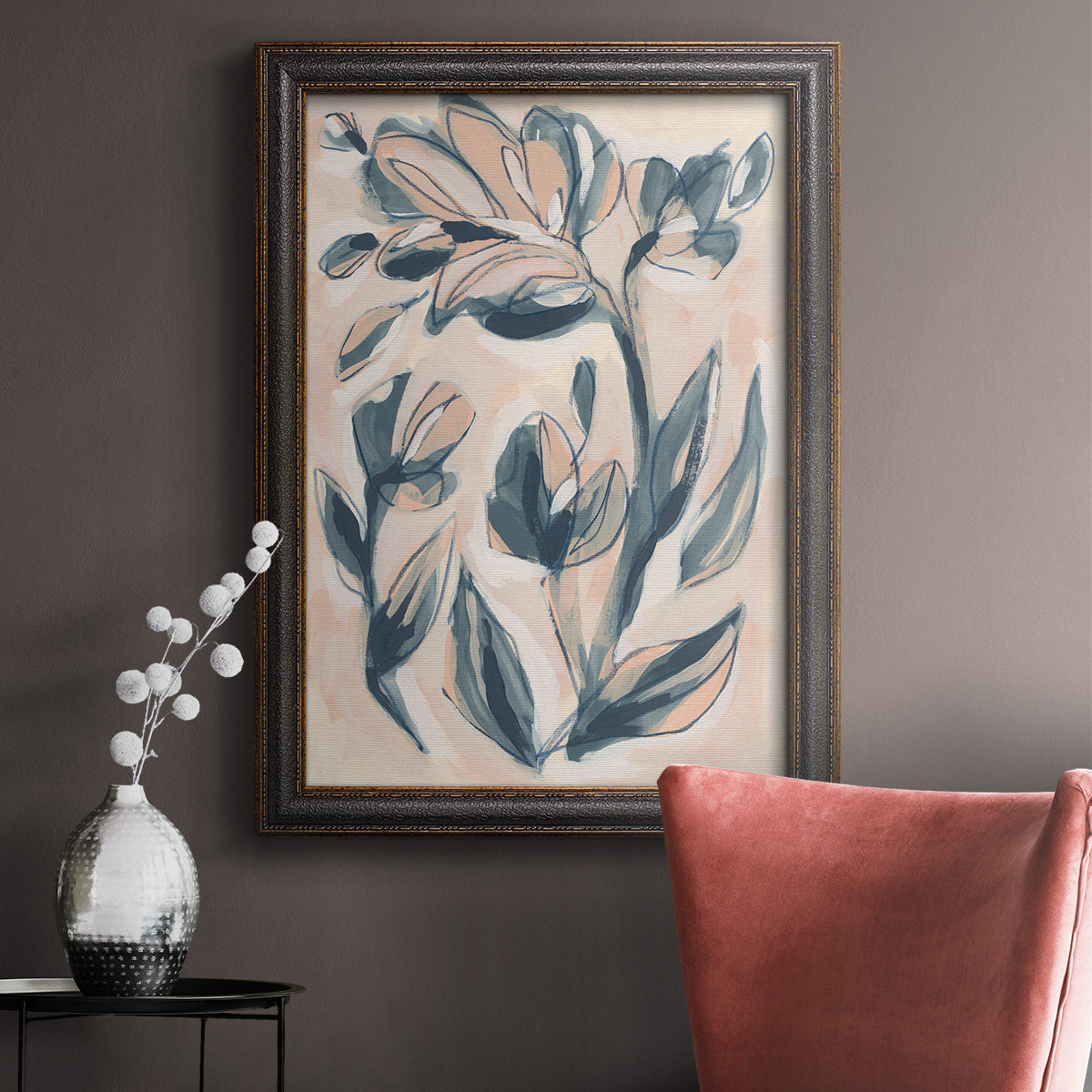 Winston Porter Indigo Blush Garden II Premium Framed Canvas- Ready To ...