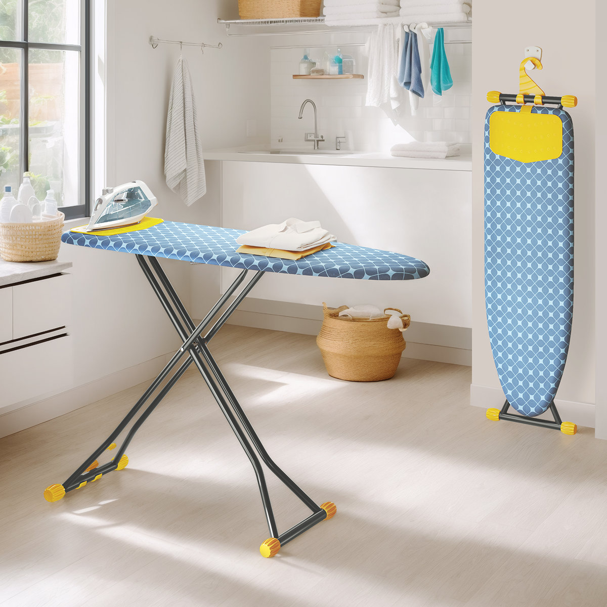 KINGRACK Metal Freestanding Adjustable Height Ironing Board,Iron Board ...