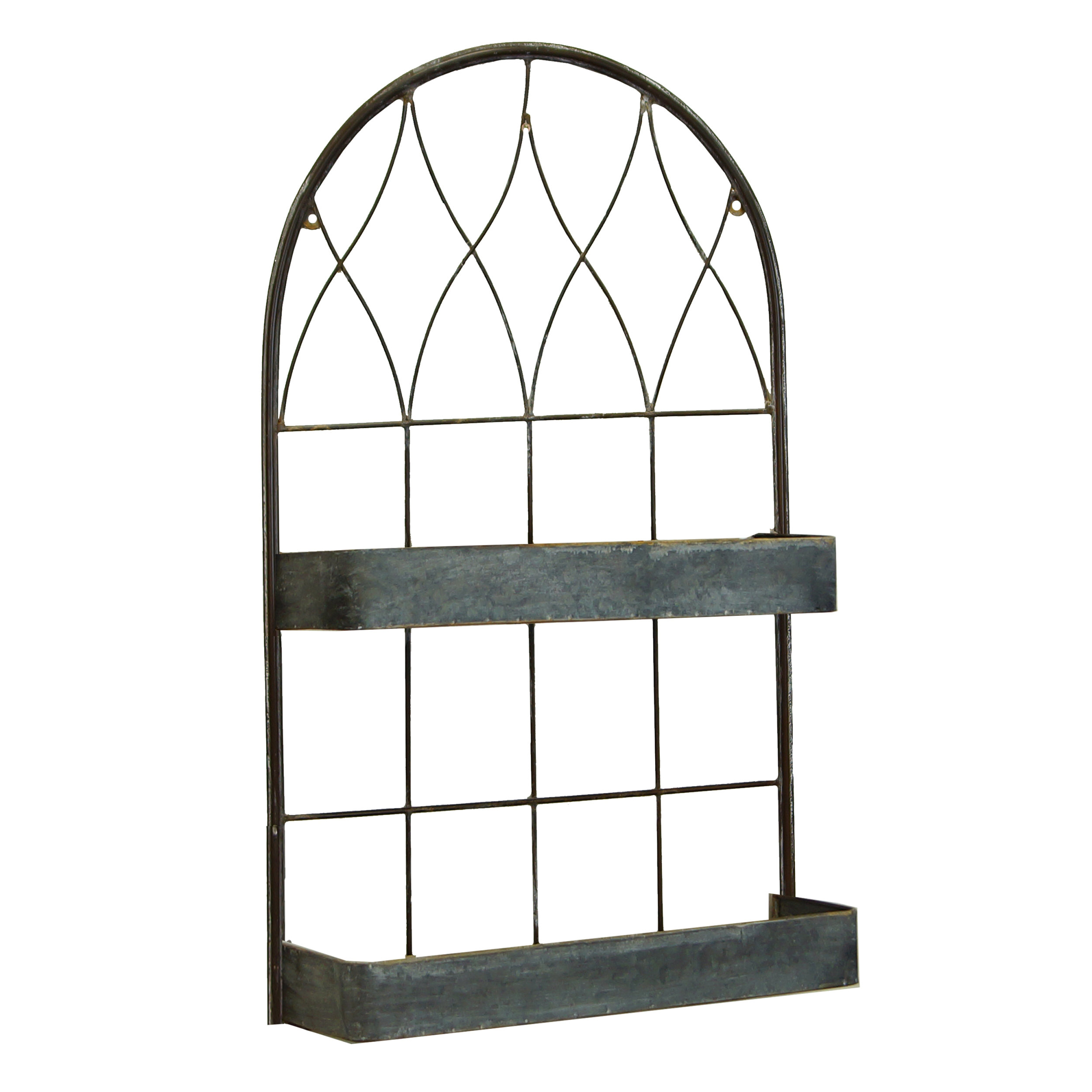 17 Stories VIP Metal 31 in. Gray 2 Tier Wall Shelf Gate Decor | Wayfair