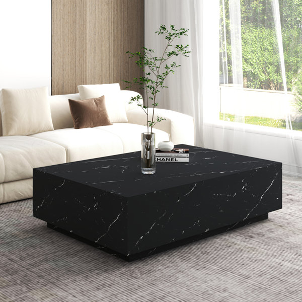 Rosdorf Park Klusek 47'' Faux Marble Modern Block Coffee Table ...