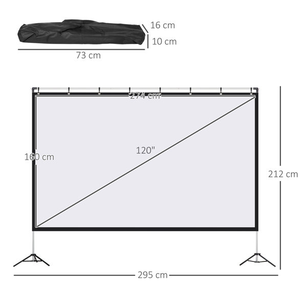 Symple Stuff Afeni White 160Cm x 274Cm Portable Folding Frame Projector ...