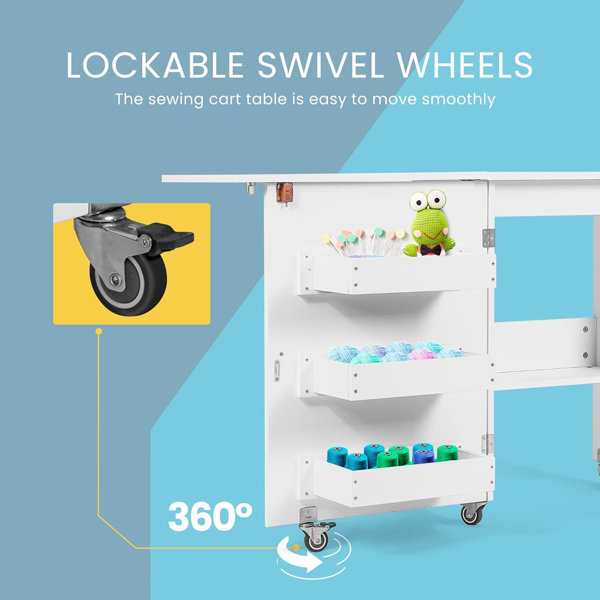 VIVOHOME 46'' x 16'' Foldable Sewing Table with Sewing Machine Platform ...