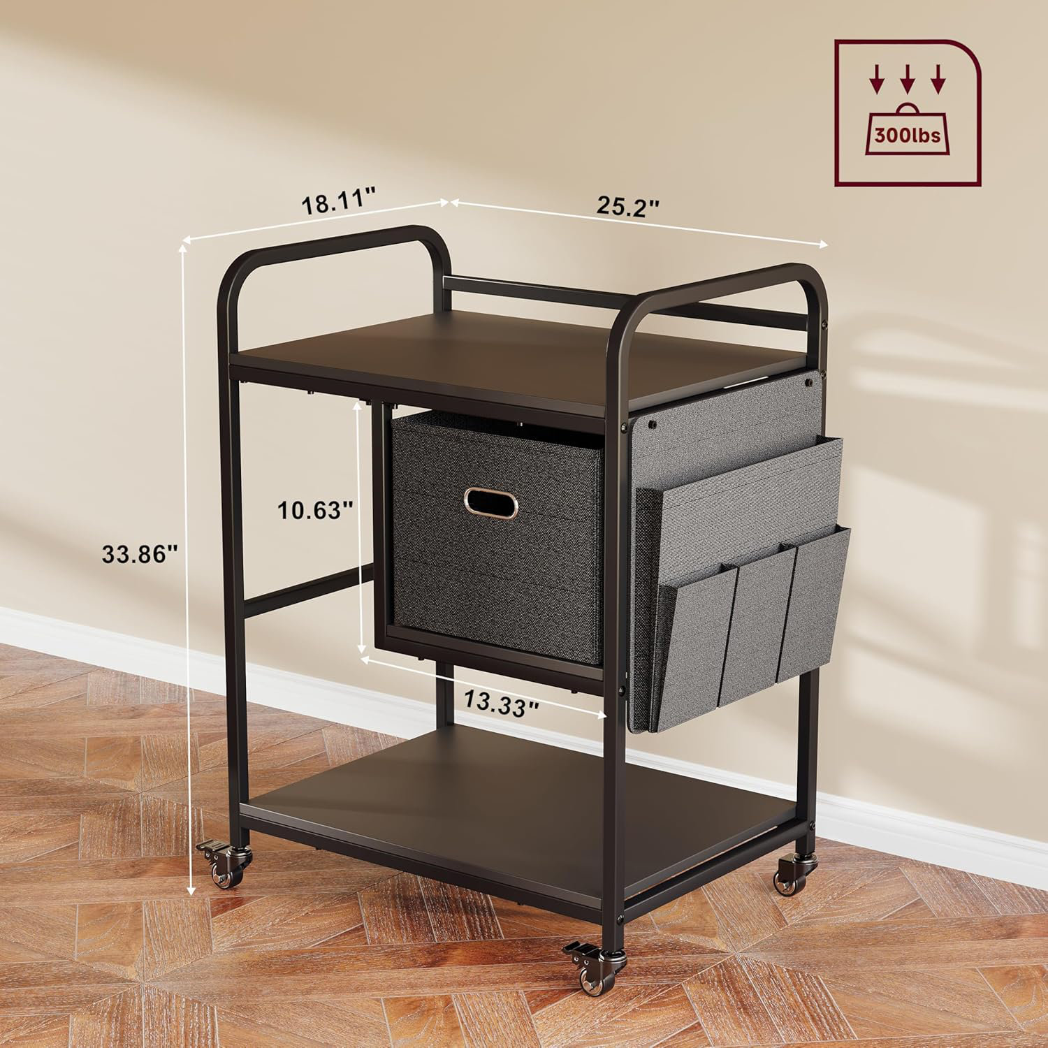 BY Family Heavy Duty 3-Tier Mobile Printer Stand With Storage Drawer ...