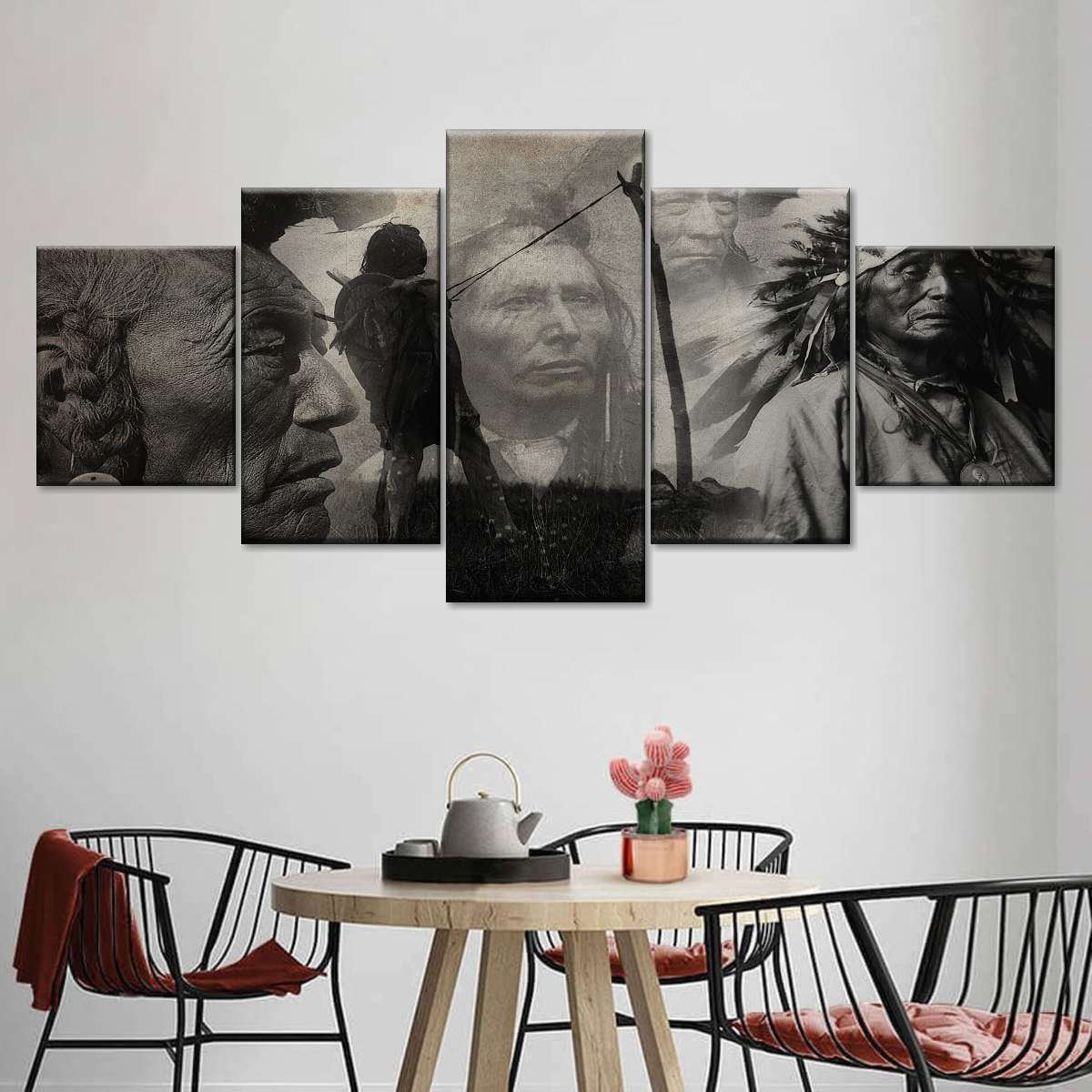 Ebern Designs Native Indian Multi Piece Canvas Print On Canvas 5 Pieces ...