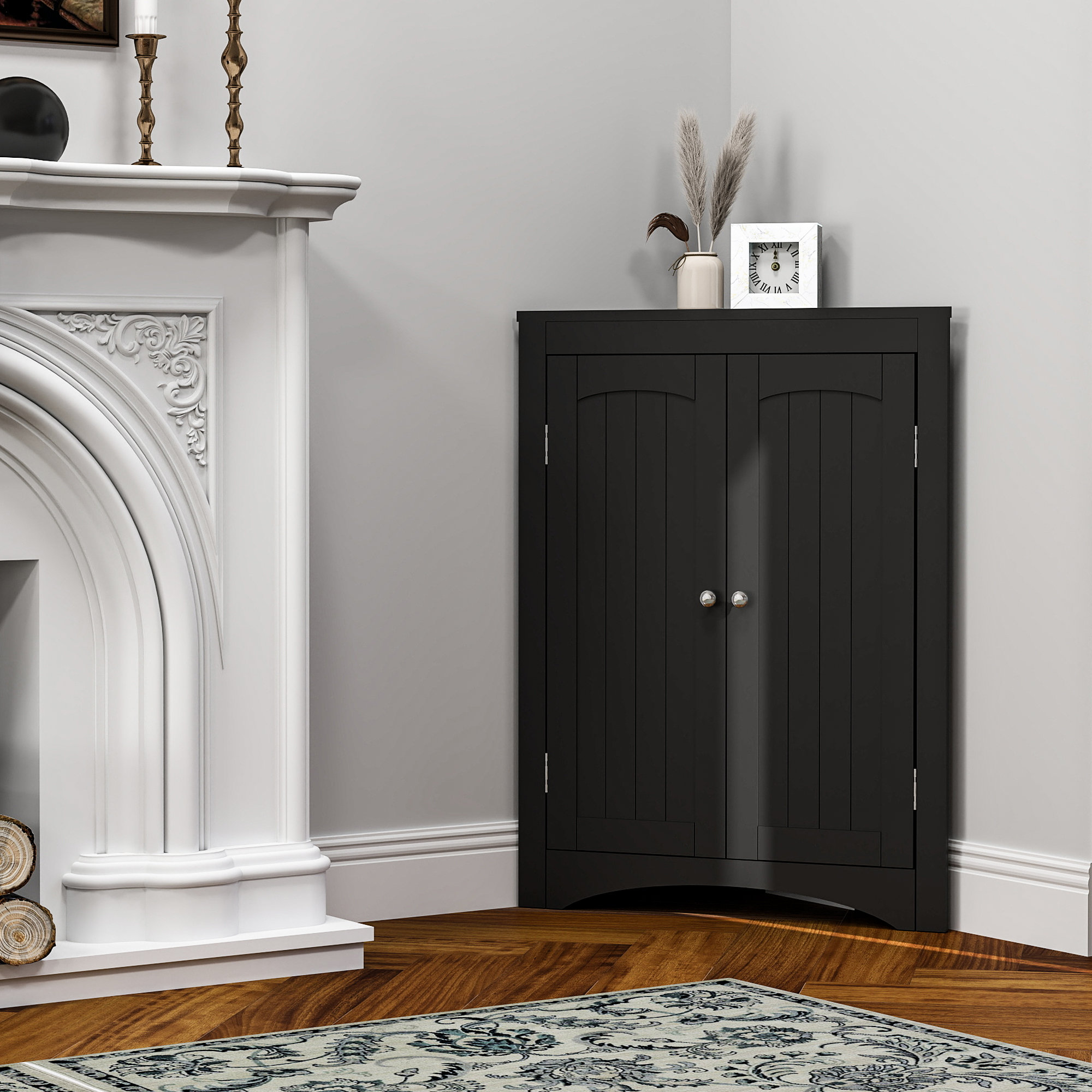 Winston Porter Michalina White Corner Cabinet, Freestanding Storage ...