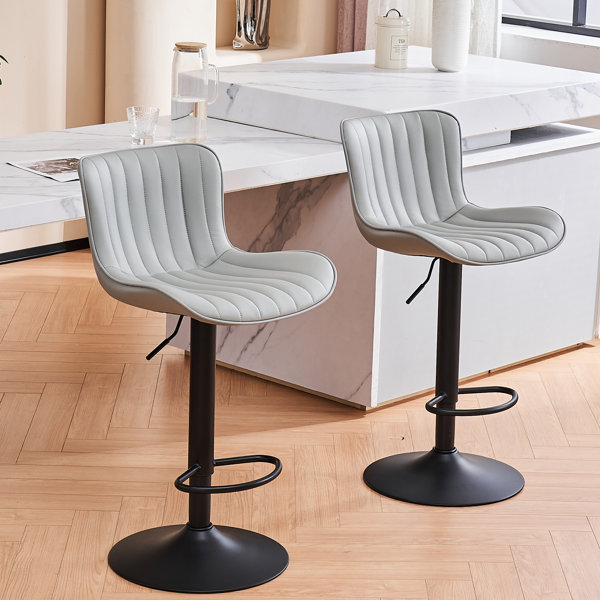 Ebern Designs Denan Swivel Adjustable Height Bar Stools, Faux Leather ...