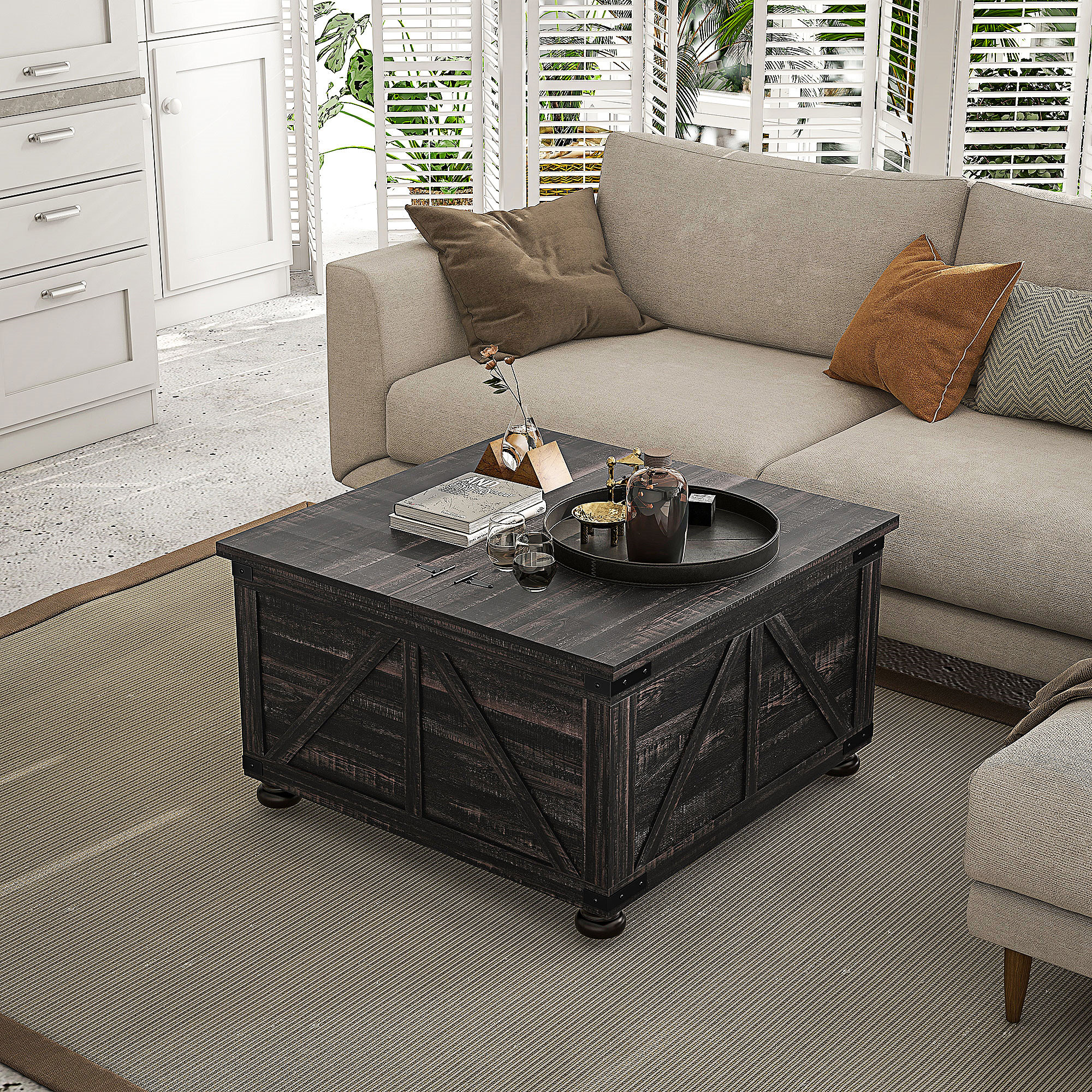 Gracie Oaks HOMCOM Farmhouse Coffee Table | Wayfair