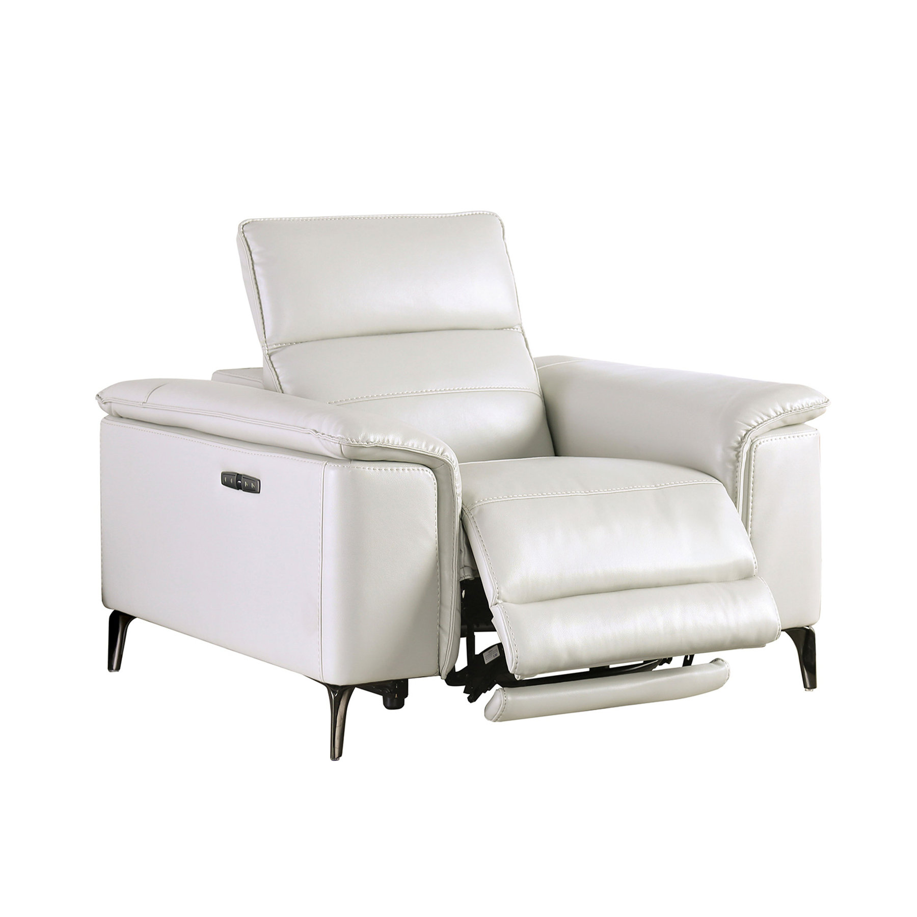 Fu Owner Contemporary Style Power Recliner Pillow Top Arms Metal Legs ...