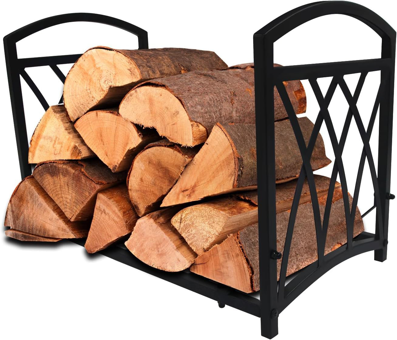 17 Stories Heavy Duty Wrought Iron Firewood Rack Organizer For Indoor ...