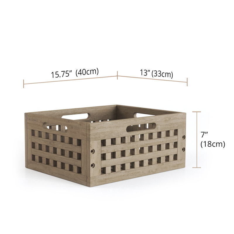 Aqua Teak 7" Grate Mist-Shield Medium Size Teak Storage Bin | Wayfair