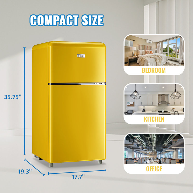 WANAI 3.5 Mini Fridge with Freezer Retro Refrigerator & Reviews | Wayfair