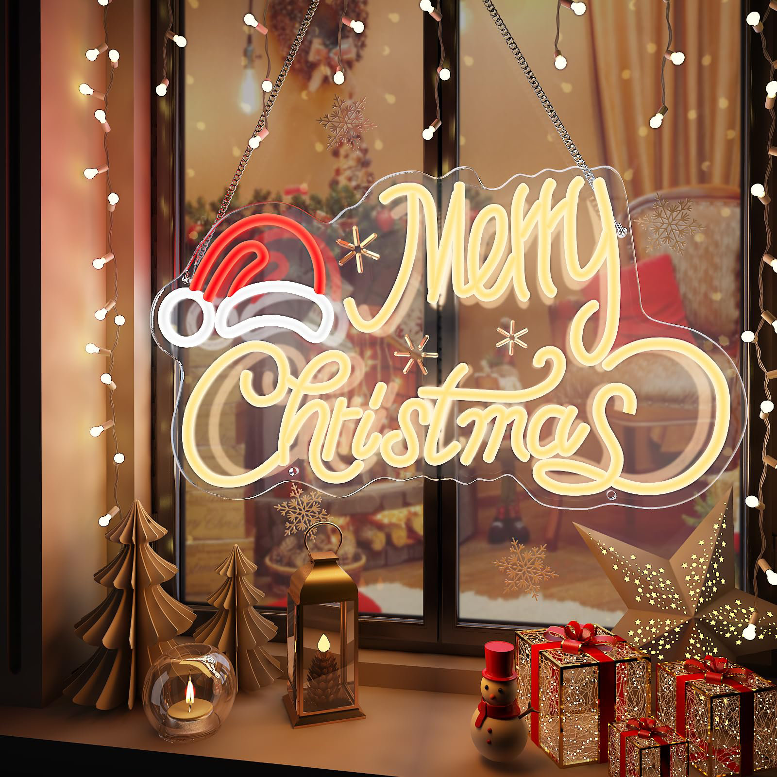 Darby Home Co Merry Christmas LED Neon Sign with Santa Hat USB Powered ...