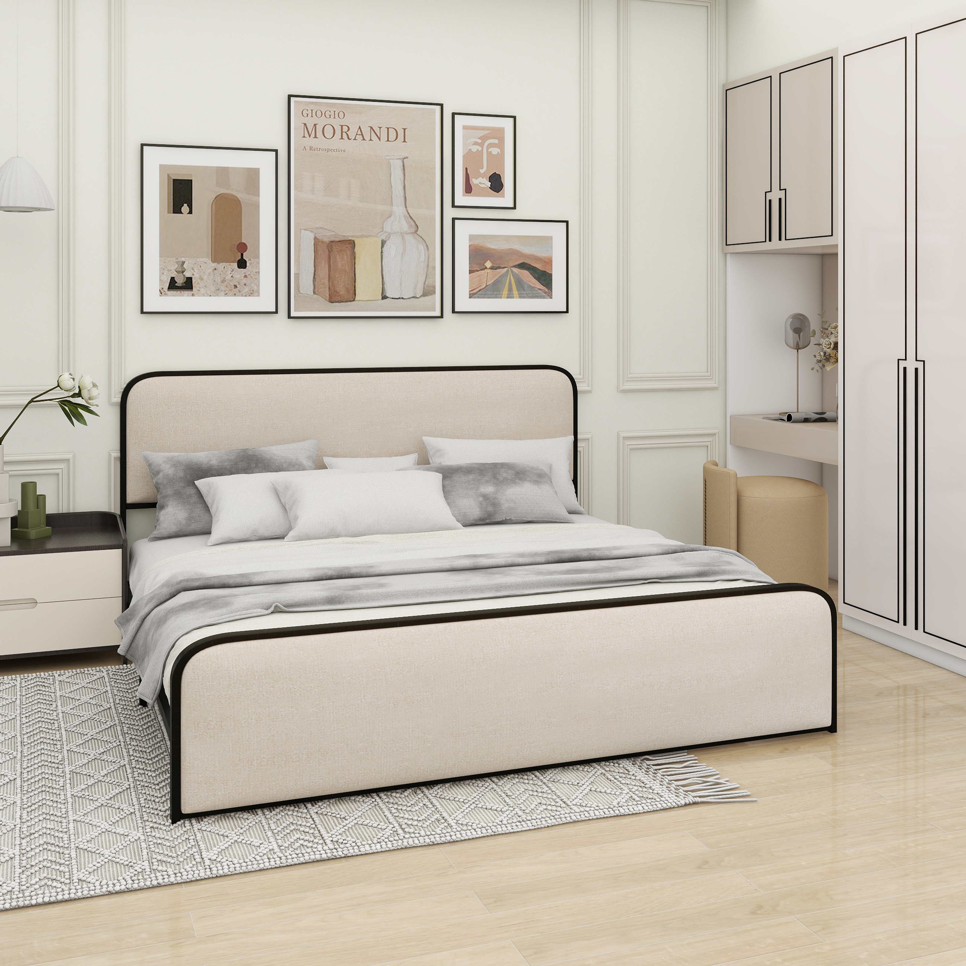 Latitude Run® Structure de lit moderne en métal avec tête de lit et ...