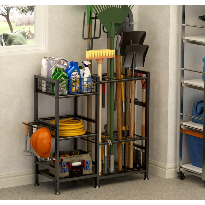 17 Stories 3 Tier Yard Tool Storage Rack for Garage Organization | Wayfair