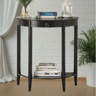 Ebern Designs Wooden Half-Moon Shape Console Table with Bottom Shelf ...
