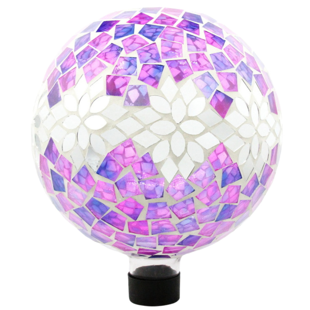 Arlmont & Co. Mosaic Glass Gazing Globe with Hanging Chain, Silver ...