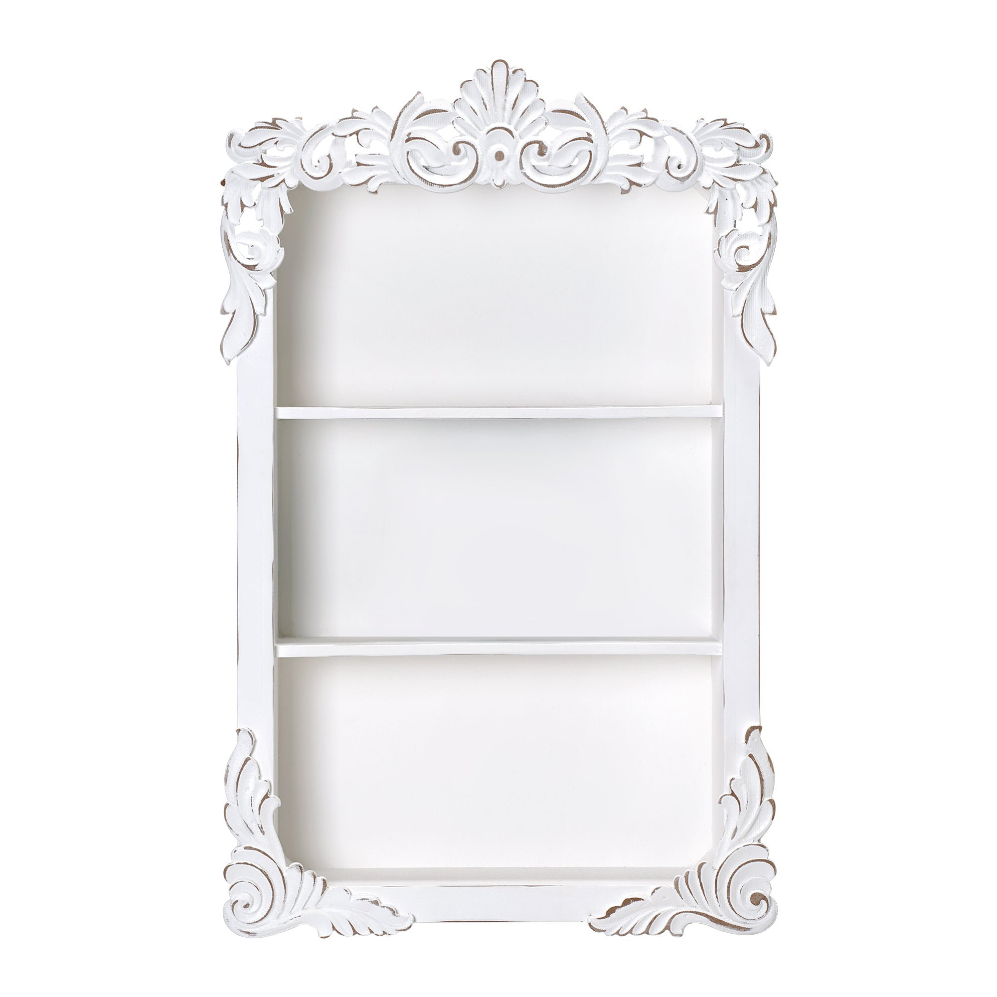 Ophelia & Co. Gilmanton Ornate White Wood Wall Shelf with Carved ...