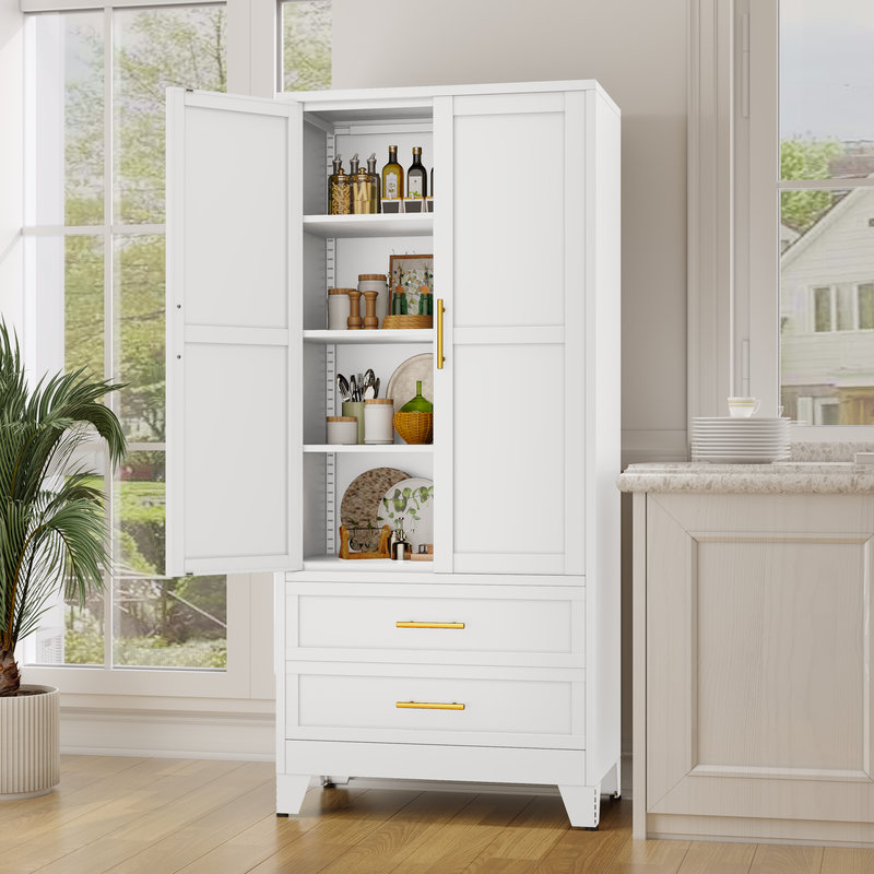 Ebern Designs 61.02" Stand Alone Steel Kitchen Minehead With 2 Drawers ...