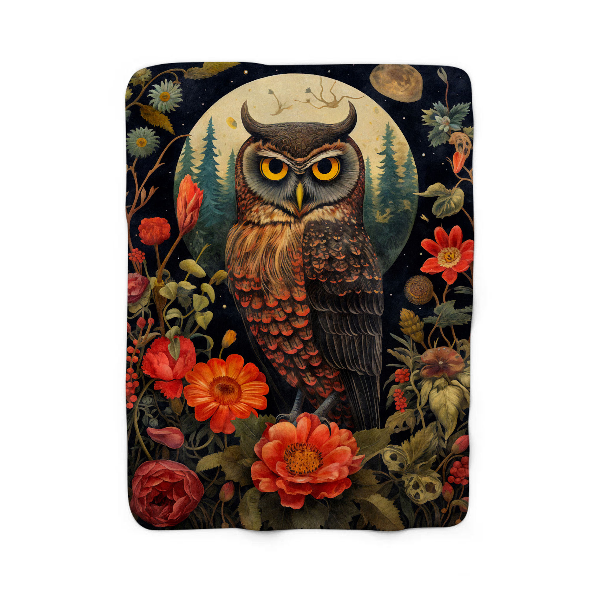 MentionedYou Owl Gothic Botanical - 1 Piece Premium Sherpa Blanket ...