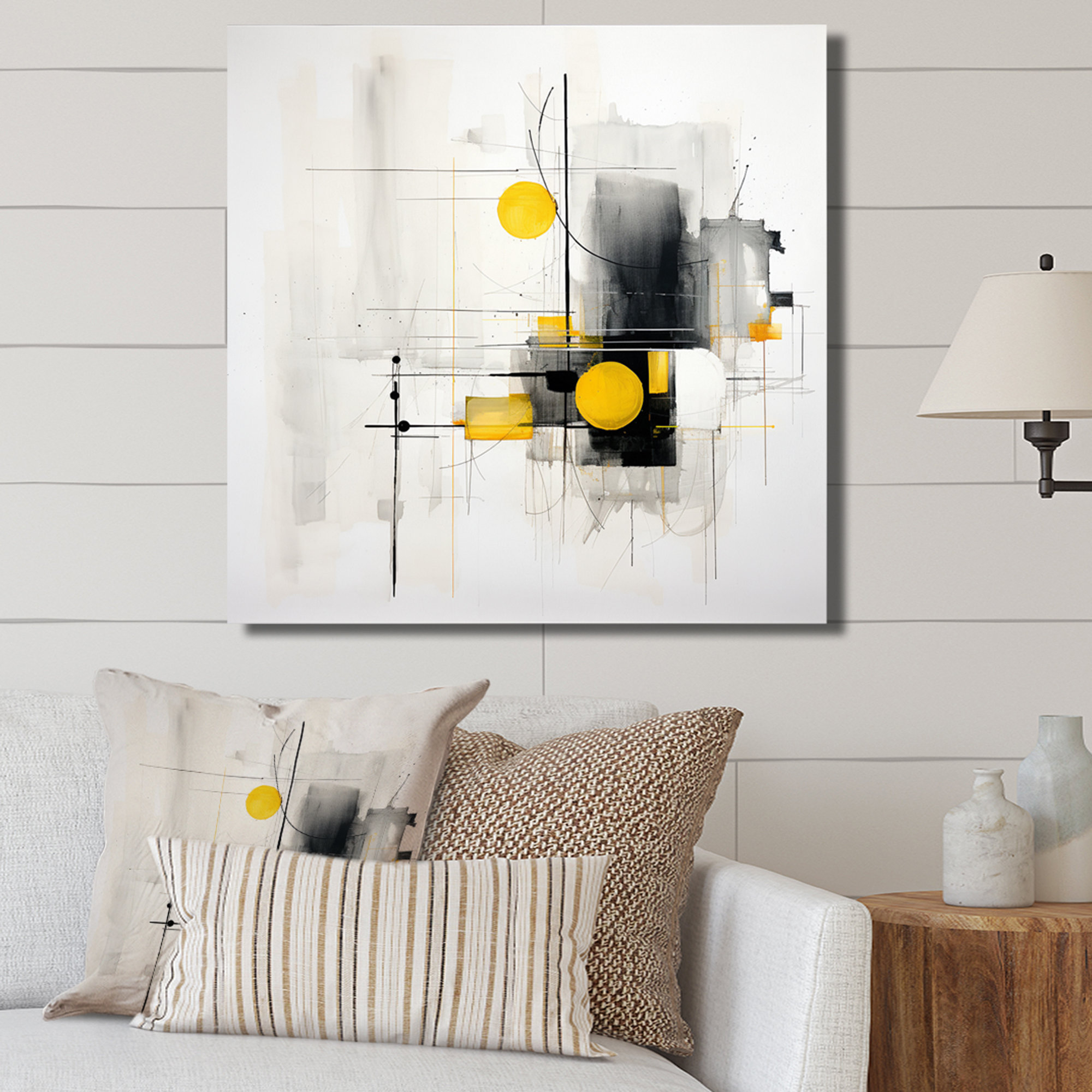 Wade Logan® Gray Yellow Minimalism Purity of Form IV - Print on Canvas ...