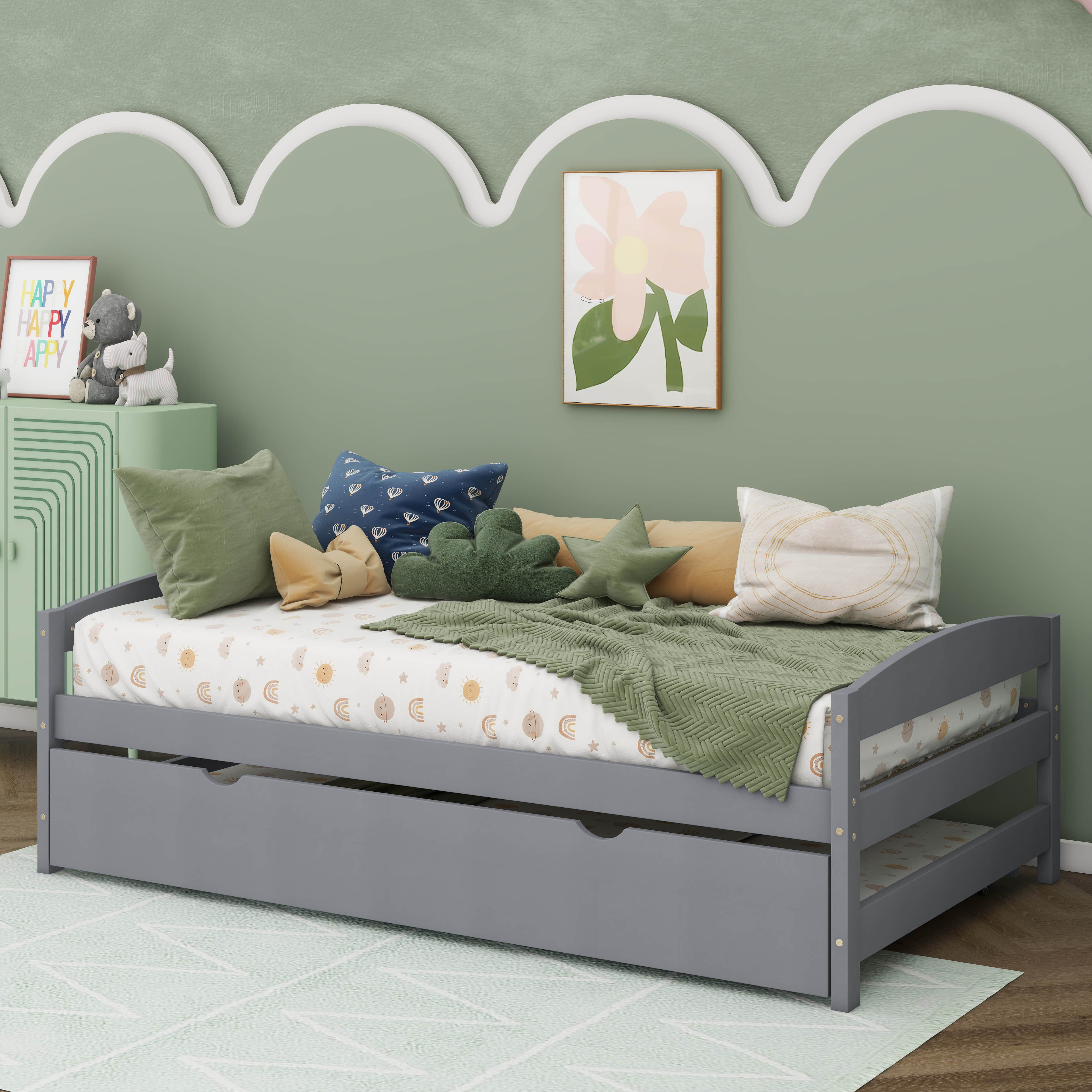 Red Barrel Studio® Twin Size Platform Bed With Twinsize Underbed ...