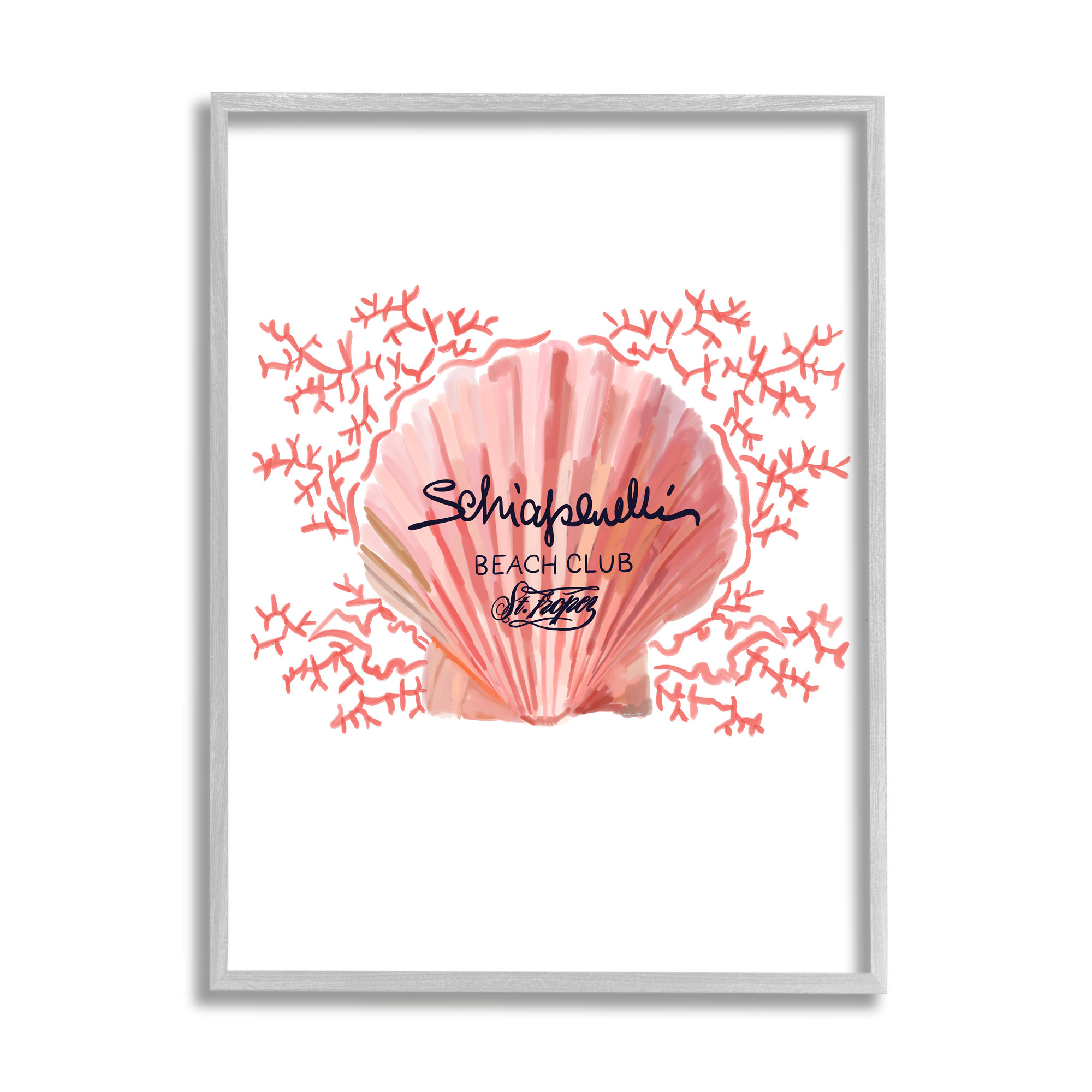 Stupell Industries bb-573-Framed Pink Beach Club Shell by Amelia Noyes ...