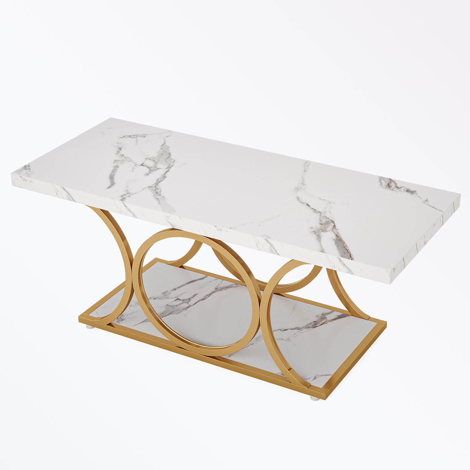 Mercer41 Rectangle 2-Tier Coffee Table with Geometric Legs | Wayfair