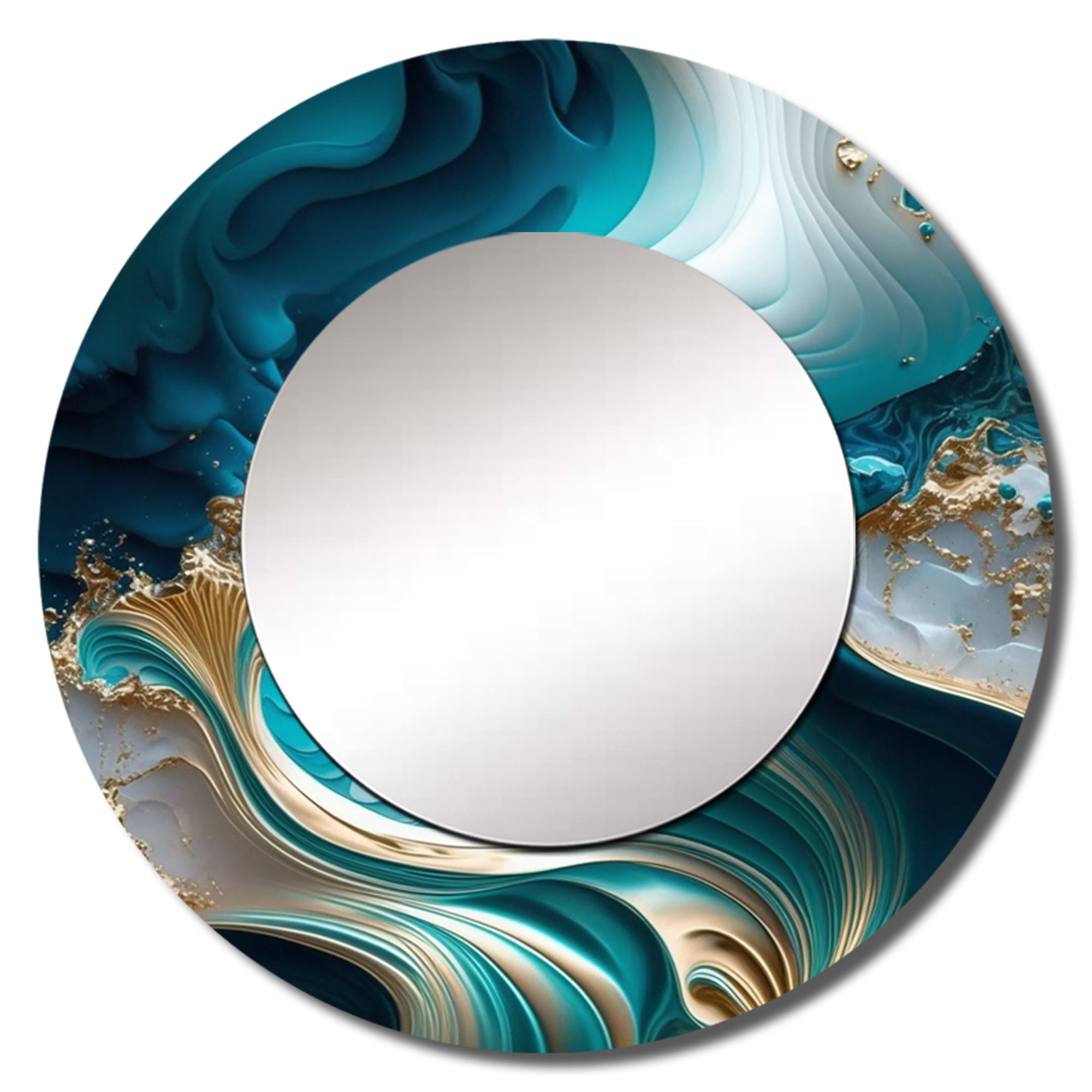 East Urban Home 'Abstract Geode Turquoise III' Marble Abstract Metal ...