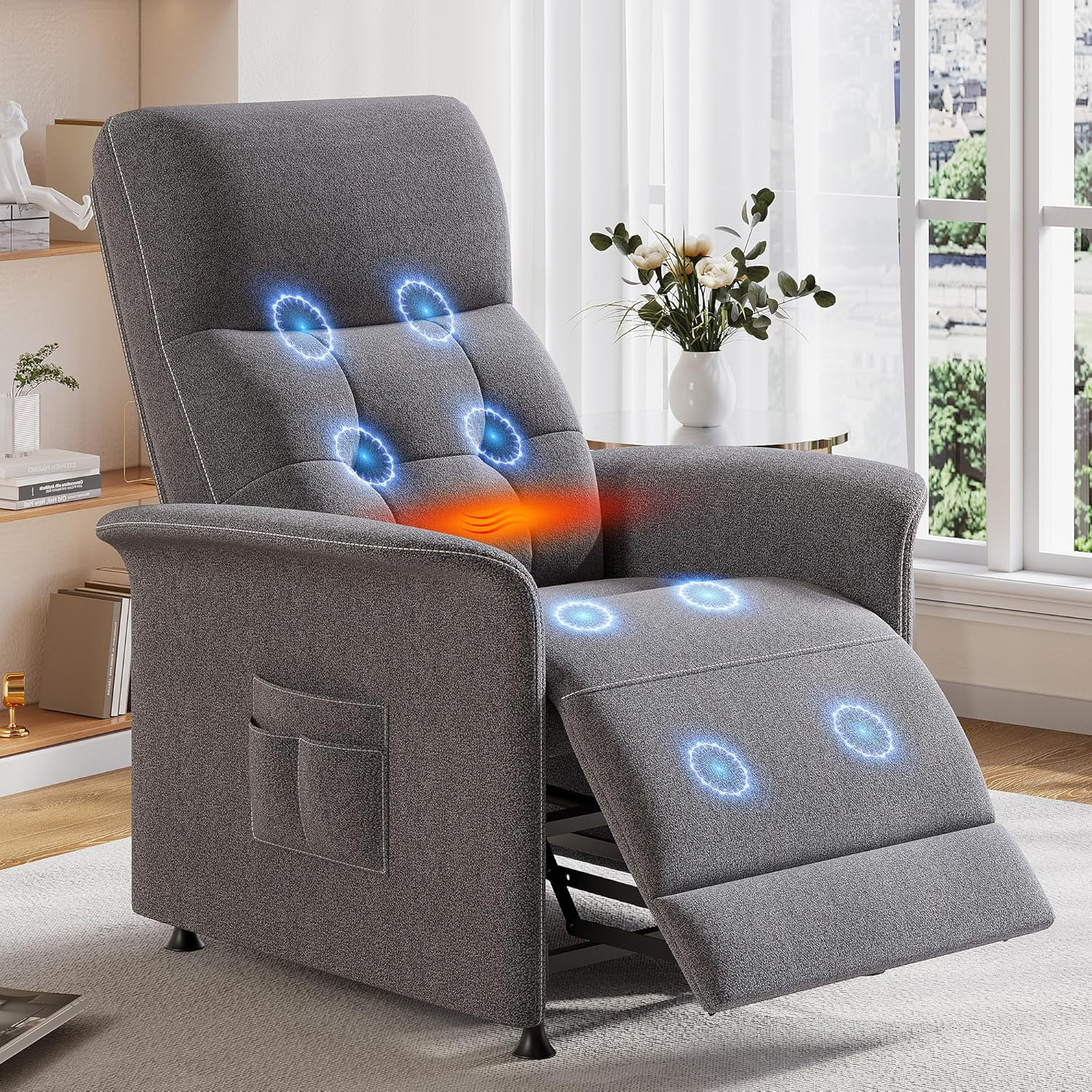 Winston Porter Adult Power Recliner with Heat and Massage, Adjustable ...