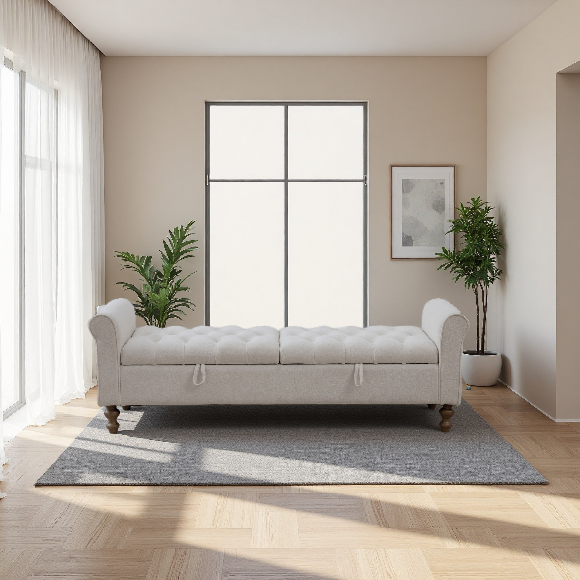 Latitude Run® 65.75" Wide Modern Upholstered Storage Bench With Double ...