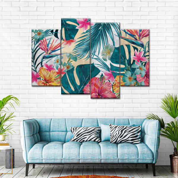 Elephant Stock Leaf Tropical Flora Multi Piece Canvas Print On Canvas 4 ...