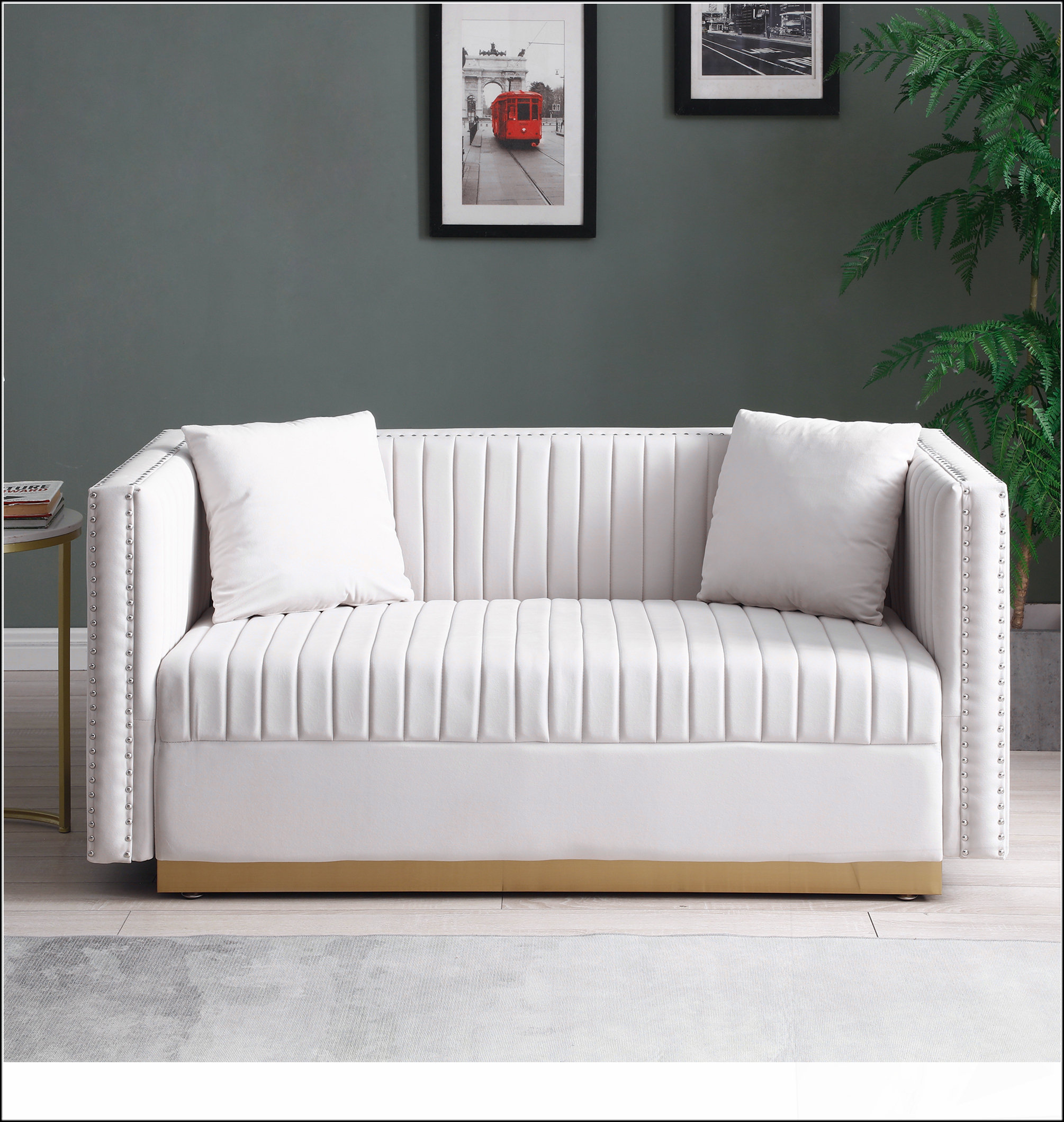 Latitude Run® Vertical Channel Tufted Upholstered Sofa Couch for Living ...