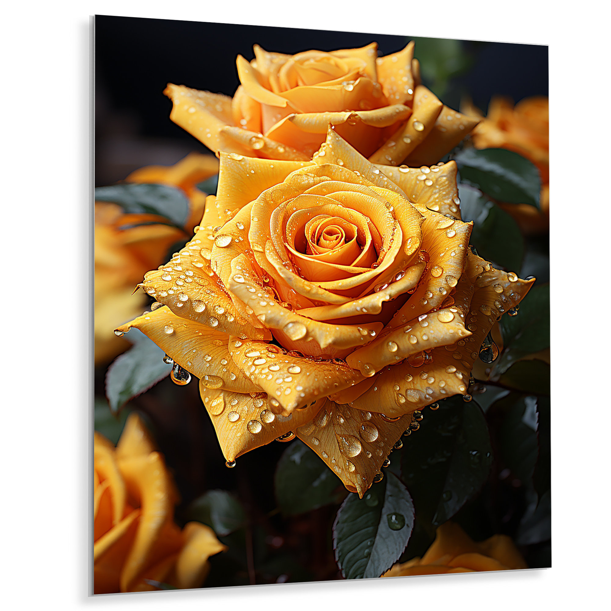Bungalow Rose Yellow Black Rose Elegance I - Floral Metal Wall Decor ...