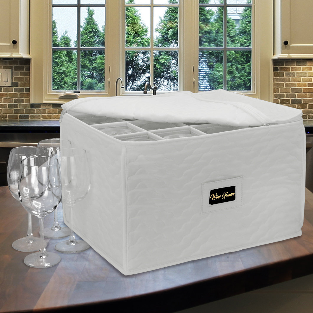 Sorbus Storage Chest Deluxe Quilted Microfiber Stemware & Reviews | Wayfair