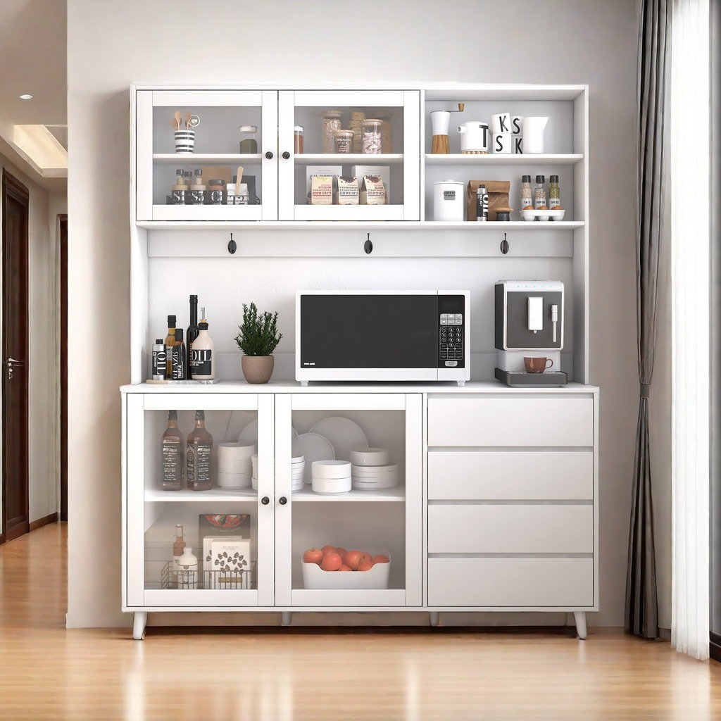 Latitude Run® 63" W Large Kitchen Hutch Cabinet, Freestanding Pantry ...