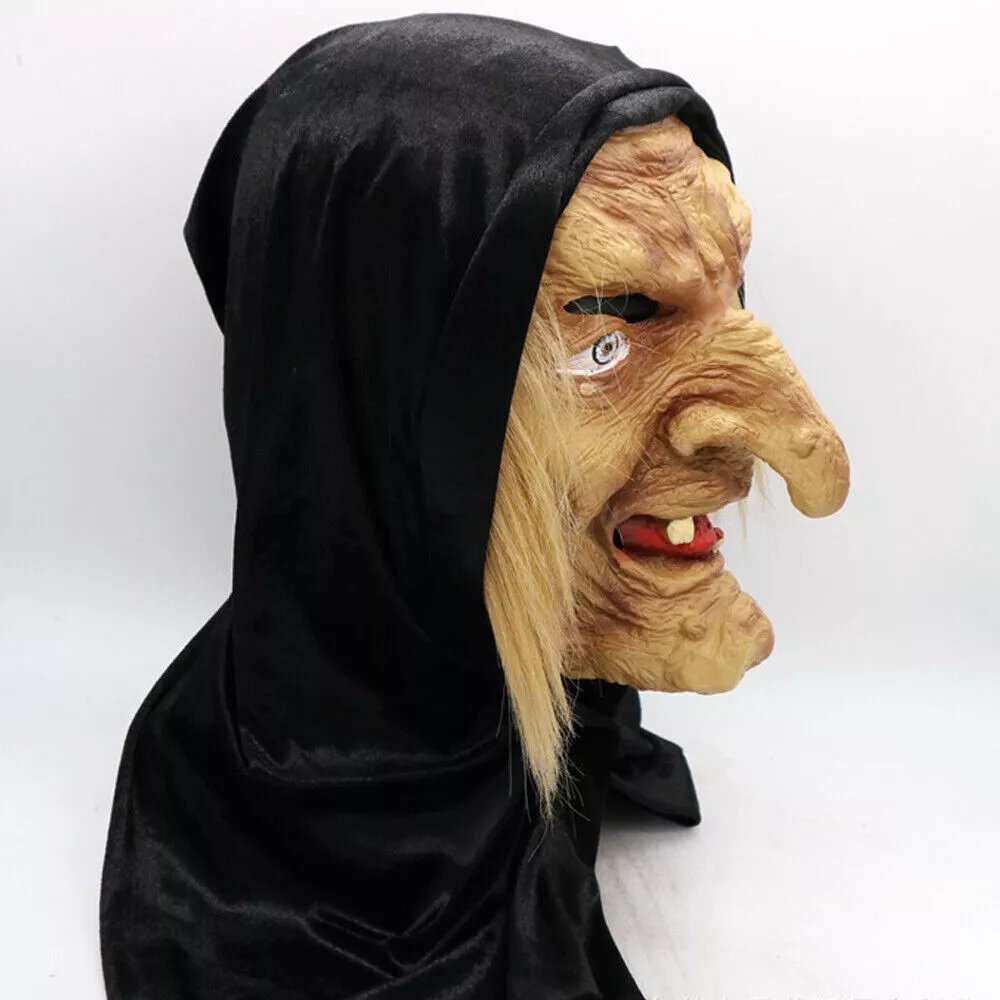 The Holiday Aisle® Halloween Scary Witch Mask Nun Scarf Old Woman Full ...