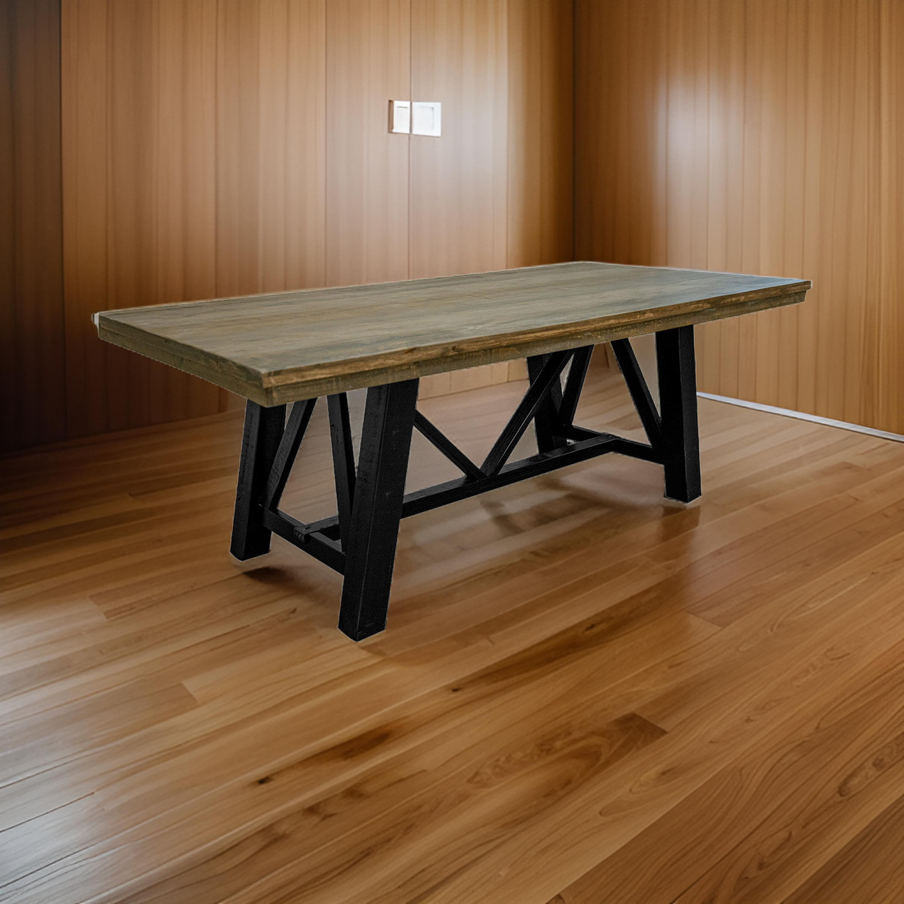 Benjara Pola Dining Table, Farmhouse Brown Rectangular Wood, Base | Wayfair