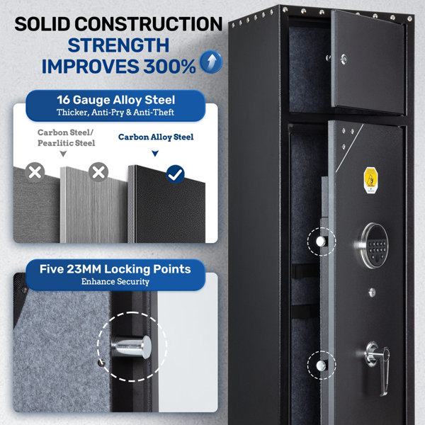 Blacksmith Upgraded Gun Safes with Drawer & Removable Shelf, Gun ...
