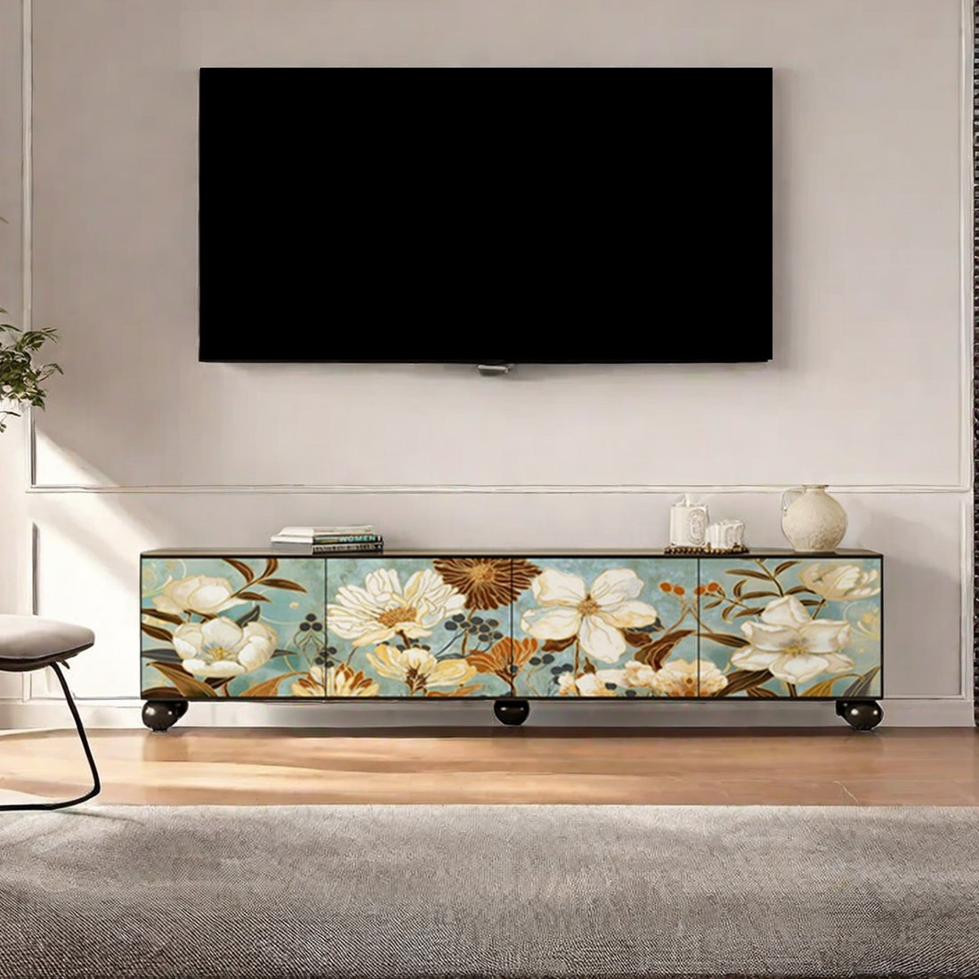 Aurora Craft Ash Wood TV Stand With Large Storage Cabinet 70.86'' W ...