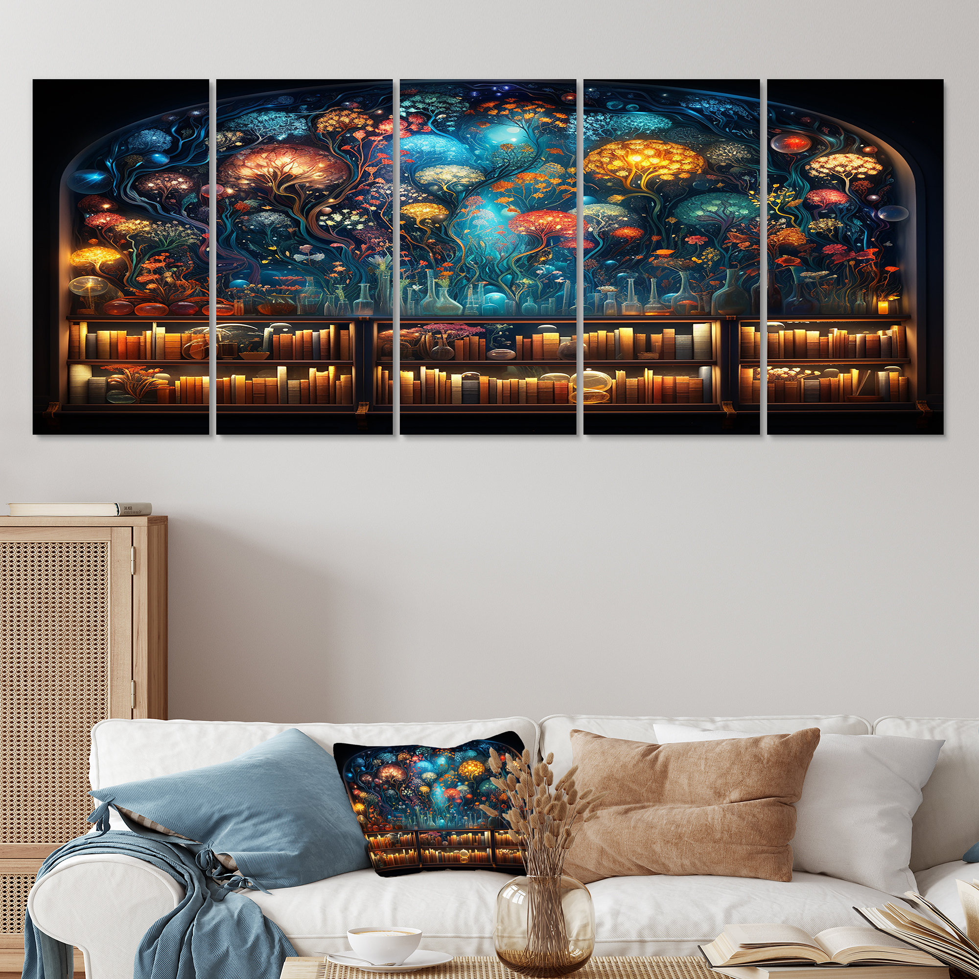 Lark Manor™ Flowers Of Wisdom Akashic Library - Libraries Wall Art ...