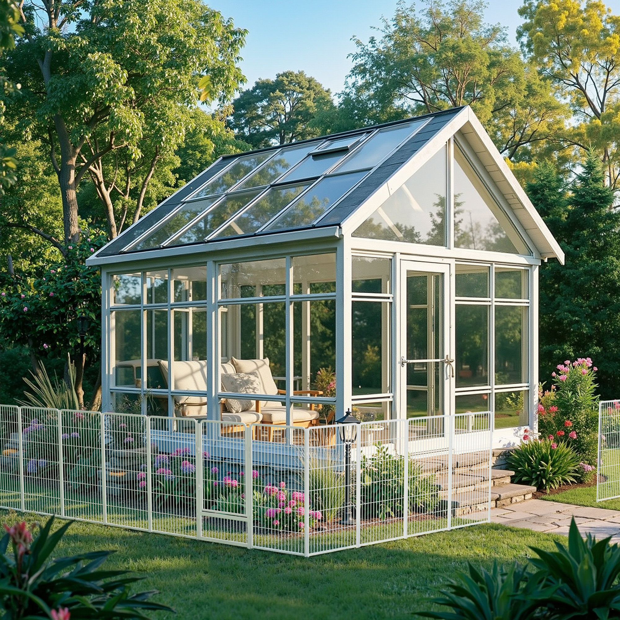 Cozy Castle (12 Fence Panels) No Dig Easy Install Metal Fence ...