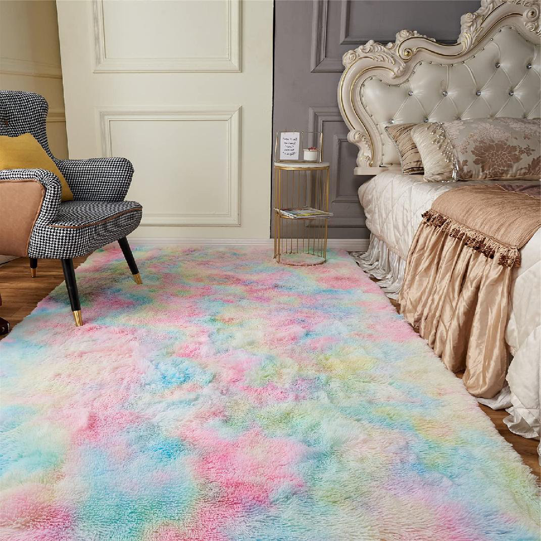 Everly Quinn Abstract Machine Woven Microfiber Area Rug in Pink/Blue ...