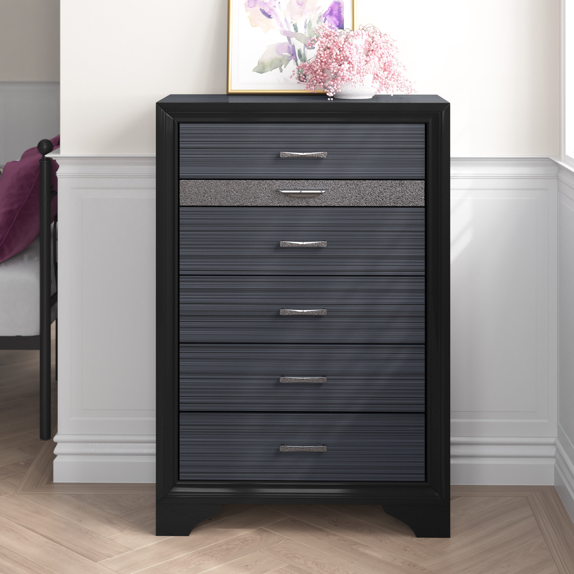 Lark Manor™ Carman 6-Drawer Rectangular Chest in Black | Wayfair