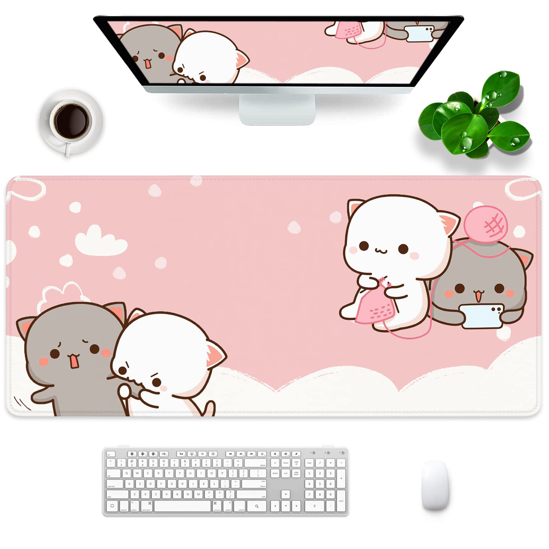 Inbox Zero Pink Cat Mouse Pad For Laptop, Computer PC | Wayfair