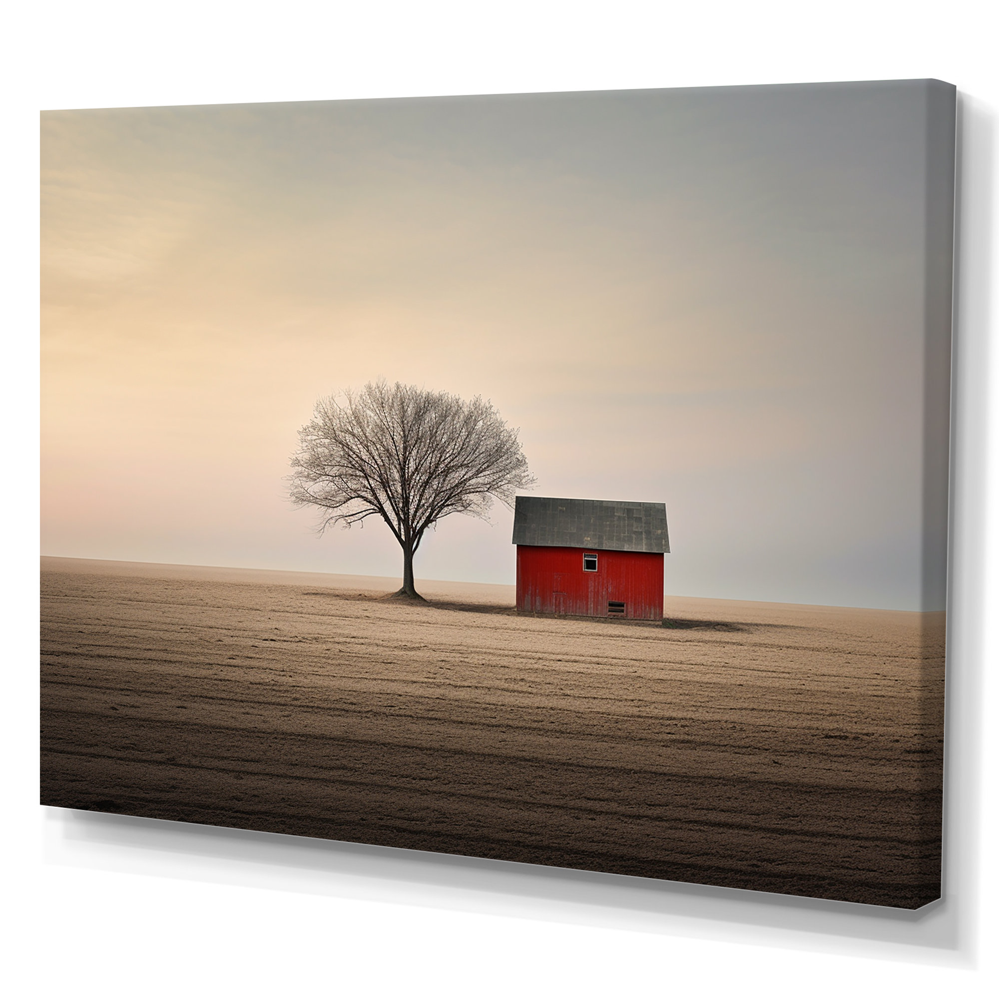 Design Art Red Barn Minimalism Country Charm II - Barn Canvas Wall Art ...