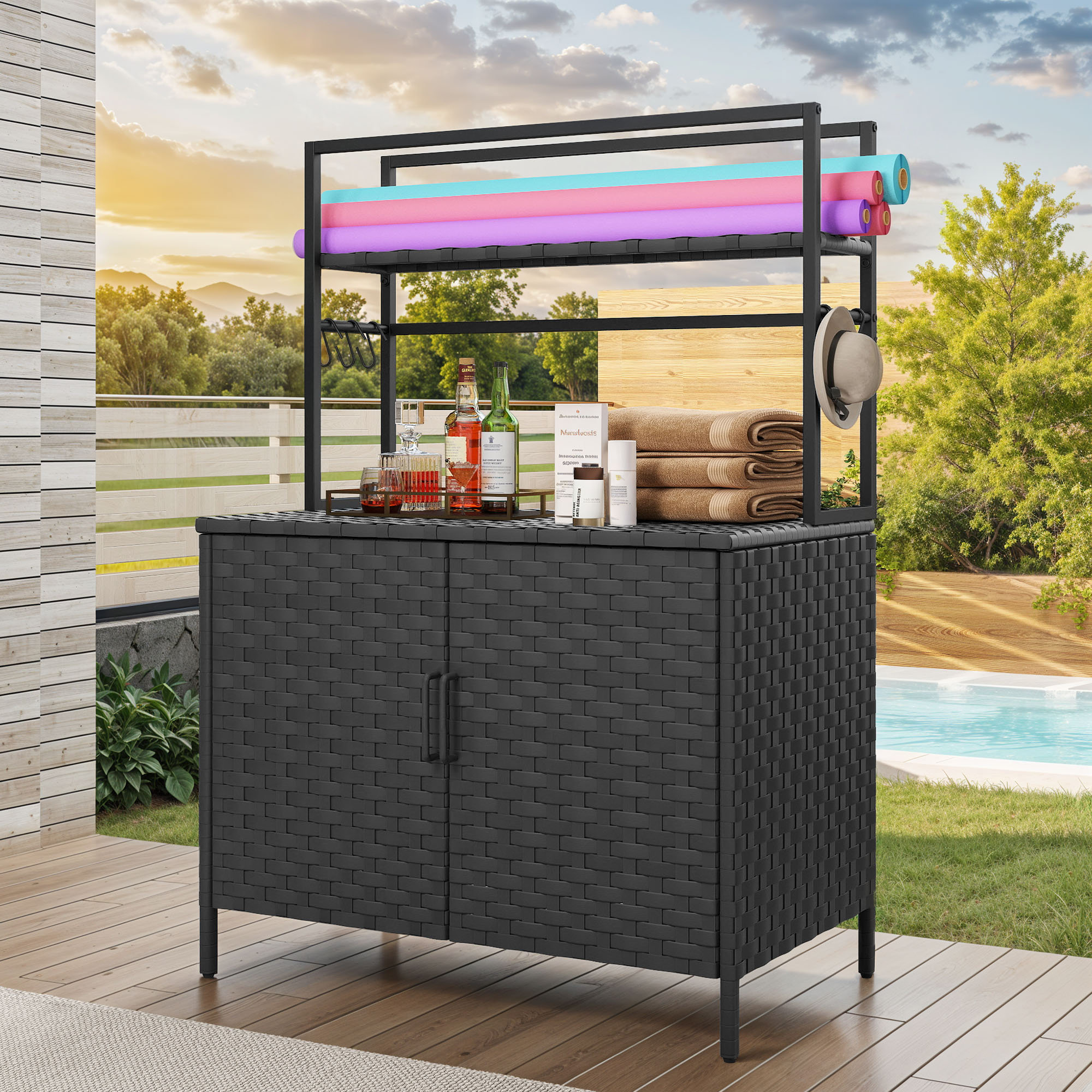 Balconera Wicker Pool Storage Bin | Wayfair